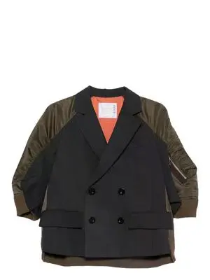 Sacai Paneled Double-breasted Jacket - Grey