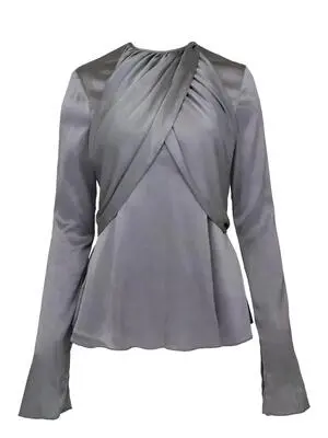 AZLEE Elowen Twisted Long-sleeve Top - Grey