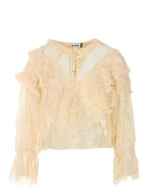 Rixo Lace Ruffled Blouse - Neutrals