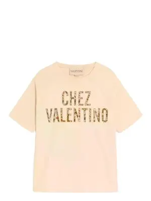 Valentino Garavani Embroidered Cotton T-shirt - Neutrals