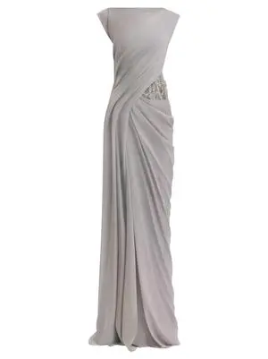 GEMY MAALOUF Draped High-neck Gown - Grey