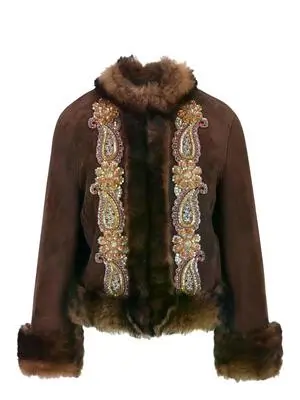 Valentino Garavani Fur-trimmed Jacket - Brown
