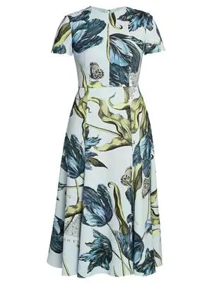 Erdem Floral Print Midi Dress - Blue