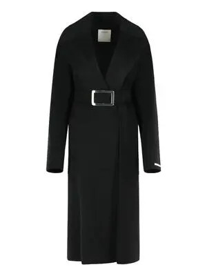 Sportmax Buckled Wool Coat - Black