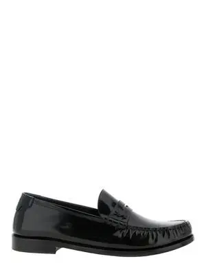 Saint Laurent Logo-detail Loafers - Black