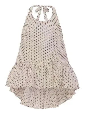 Azeeza Polka-dot Ruffled Tank Top - Neutrals