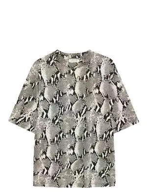 ANINE BING Python Print Cotton T-shirt - Grey