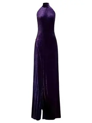 Ralph Lauren Halter-neck Velvet Maxi Dress - Purple