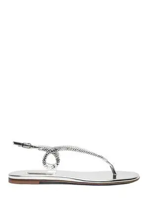 Casadei Josephine Braided Flat Sandals - Silver