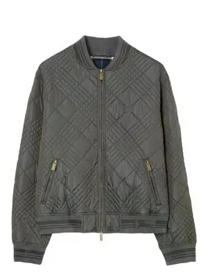 Burberry Rakewood Micro Check Stitch Bomber Jacket - Grey
