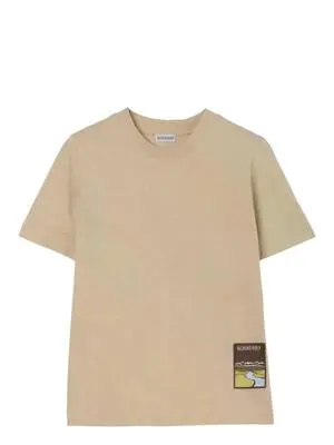 Burberry Landscape Label Crew Neck T-shirt - Neutrals