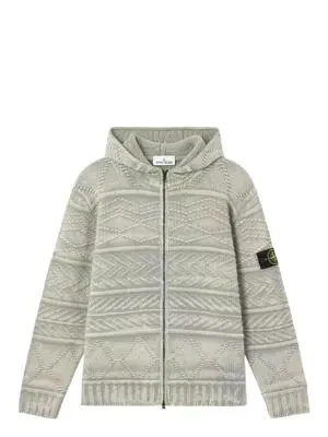 Stone Island Patterned Zip-up Hoodie - Green