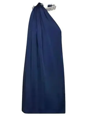 Stella McCartney Asymmetric Pearl-necklace Mini Dress - Blue