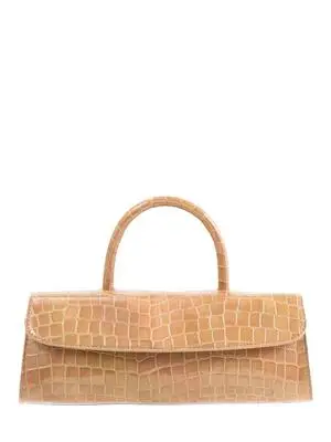 By Far Mini Longa Embossed Leather Top-handle Bag - Neutrals