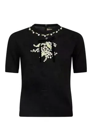 Valentino Garavani Embroidery Pearl-embellished Top - Black