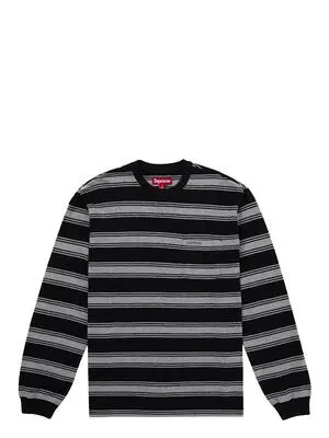 Supreme Stripe Pocket Long Sleeve Top - Black