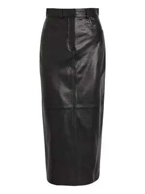 NOUR HAMMOUR Ghalia Panelled Leather Midi Skirt