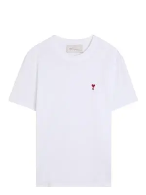 Ami Logo-embroidered Cotton T-shirt - White