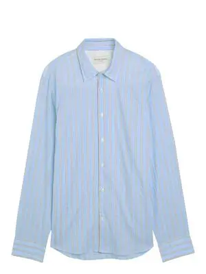Officine Générale Giacamo Striped Cotton Shirt - Blue