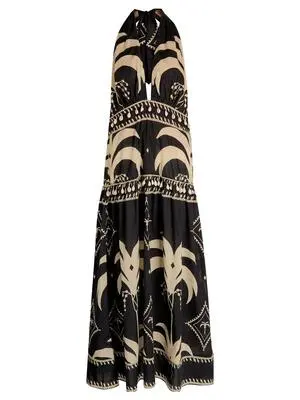Johanna Ortiz Patterned Cotton Maxi Dress - Black