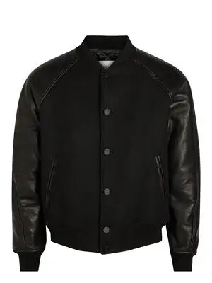 Givenchy Logo-appliquéd Leather And Wool Bomber Jacket - Black