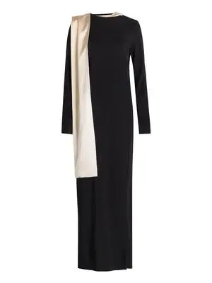 ARMARIUM Stretch-crepe Maxi Dress With Scarf Effect Panel - Black