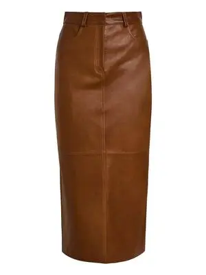 NOUR HAMMOUR Ghalia Panelled Leather Midi Skirt