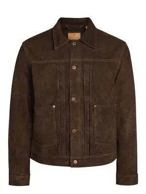 Nudie Jeans Dante Pleated Suede Jacket - Dark Brown