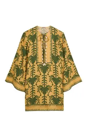Johanna Ortiz Printed Linen Tunic - Yellow