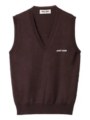 Miu Miu Wool Sweater Vest - Cocoa Brown