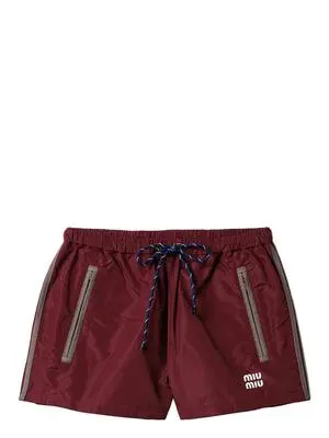 Miu Miu Technical Fabric Shorts - Amaranth Red/maize Yellow