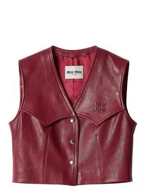 Miu Miu Leather Vest - Red Currant