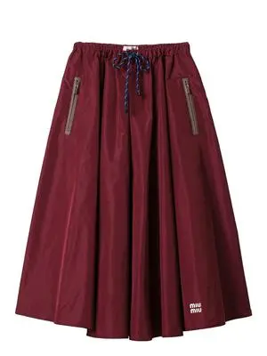 Miu Miu Technical Fabric Flared Skirt - Amaranth Red/maize Yellow
