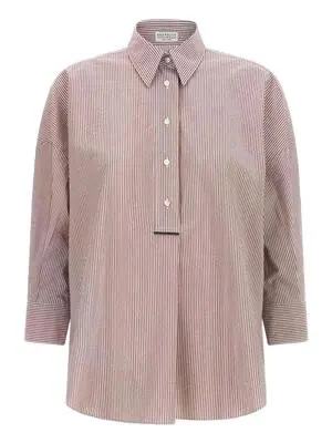 Brunello Cucinelli Striped Jeweled Shirt - White