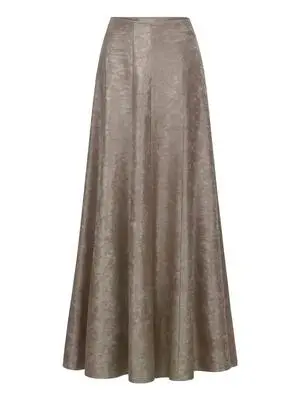 AZLEE Soren Lamé Maxi Skirt - Neutrals