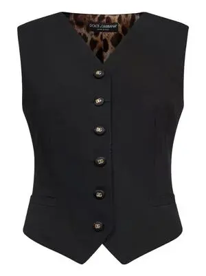 Dolce & Gabbana Leopard-print V-neck Waistcoat - Black