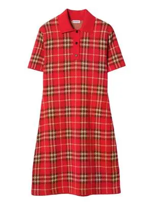 Burberry Check Polo Shirt Dress - Red