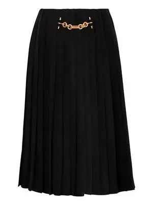 Balmain Pleated Chain-embellished Skirt - Black