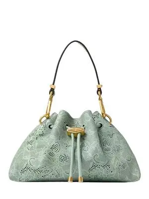 JIMMY CHOO Small Cinch Perforated-detail Shoulder Bag - Green