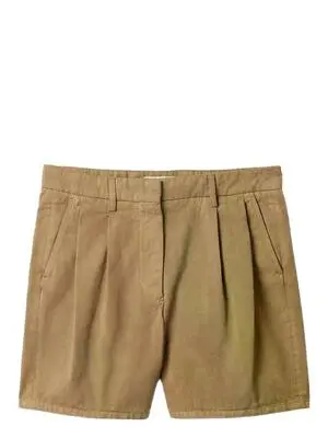 Miu Miu Tailored Shorts With Logo Detail - Brown