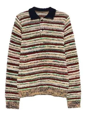Sacai Striped Polo Knitwear - Brown