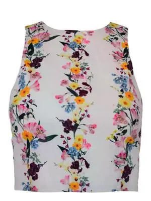 Azeeza Lina Floral-print Poplin Top - White