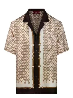 Gucci Chain-print Button Shirt - Neutrals