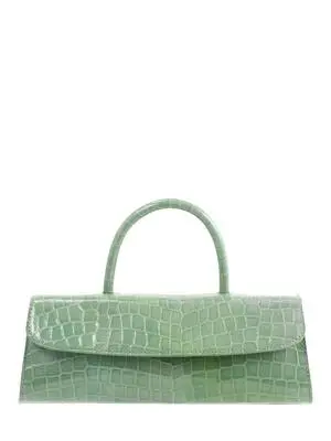 By Far Mini Longa Embossed Leather Top-handle Bag - Green