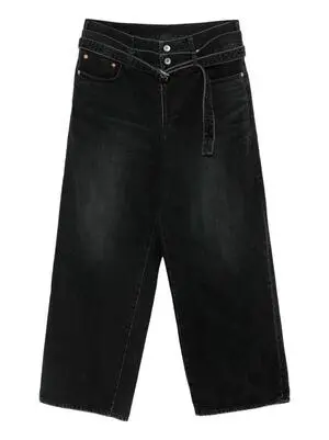 Sacai Belted High-waisted Denim - Black