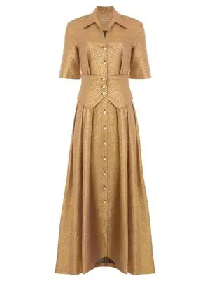 TEMPERLEY LONDON Rita Buttoned Maxi Shirt Dress - Gold