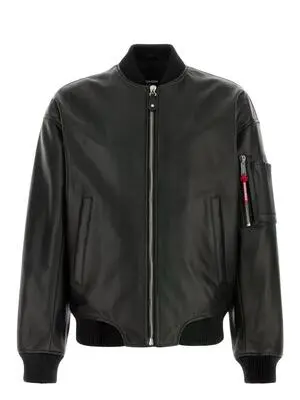 Dsquared2 Ribbed-trim Leather Jacket - Black