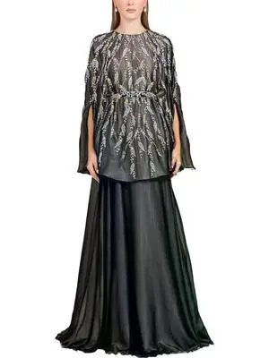 DINA MELWANI Embroidered Maxi Dress - Black