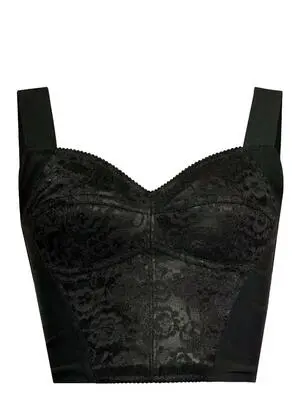 Dolce & Gabbana Lace-overlay Cropped Bustier - Black