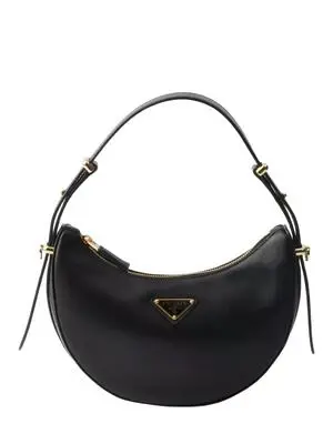 Prada Mini Arqué Leather Shoulder Bag - Black